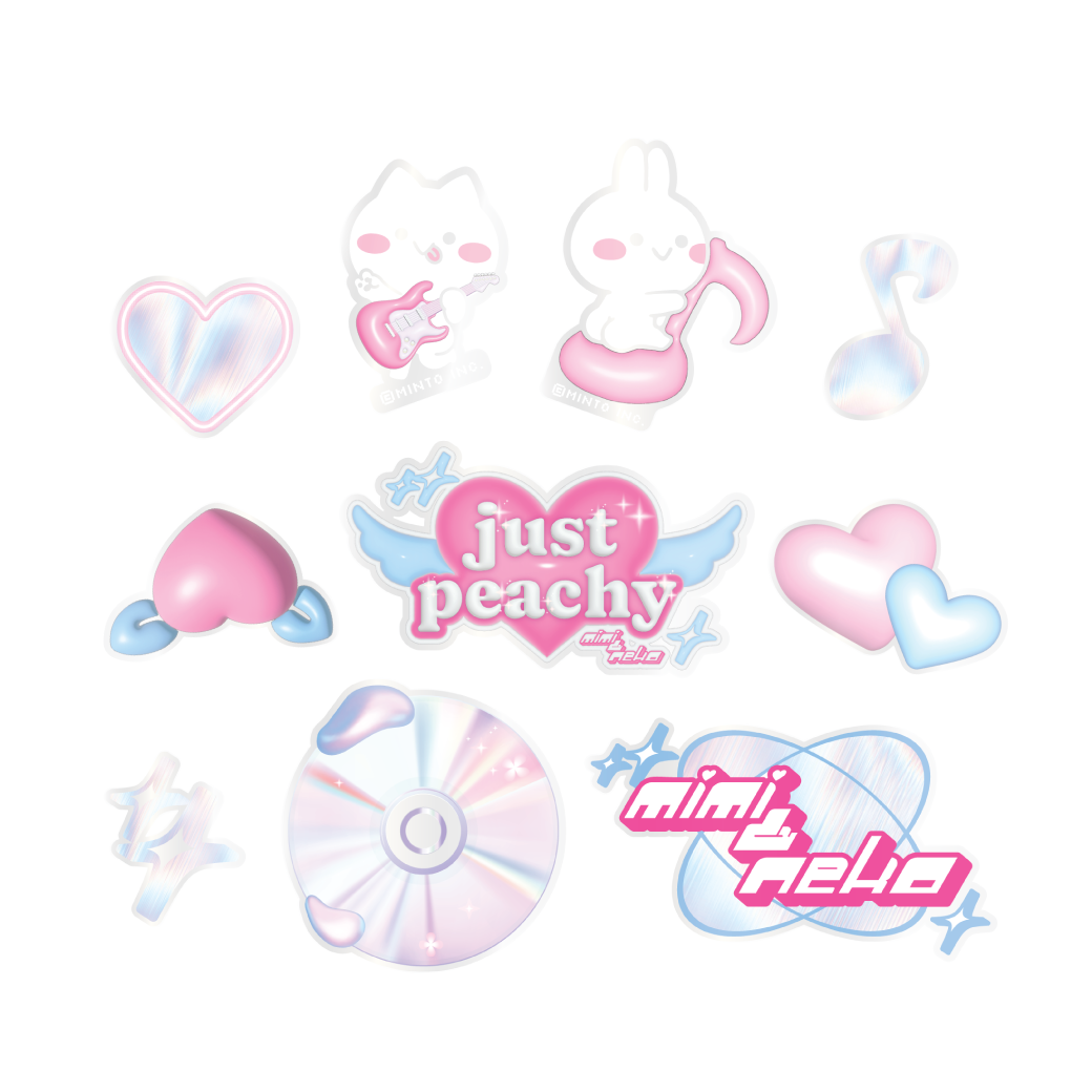 Mimi&Neko "Just Peachy" Sticker Pack [10pcs in 1] | Oh My Pop (OMP)